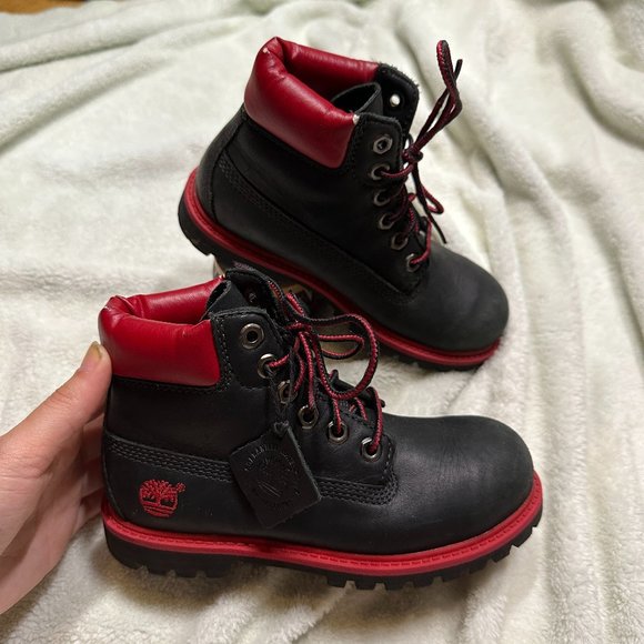 Timberland | Shoes | Timberland Black And Red High Top Ankle Boots ...